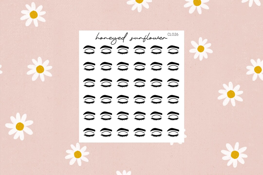 36 Mini Icon Eyelashes Sticker Sheet - Clear Glossy Planner Sticker ...