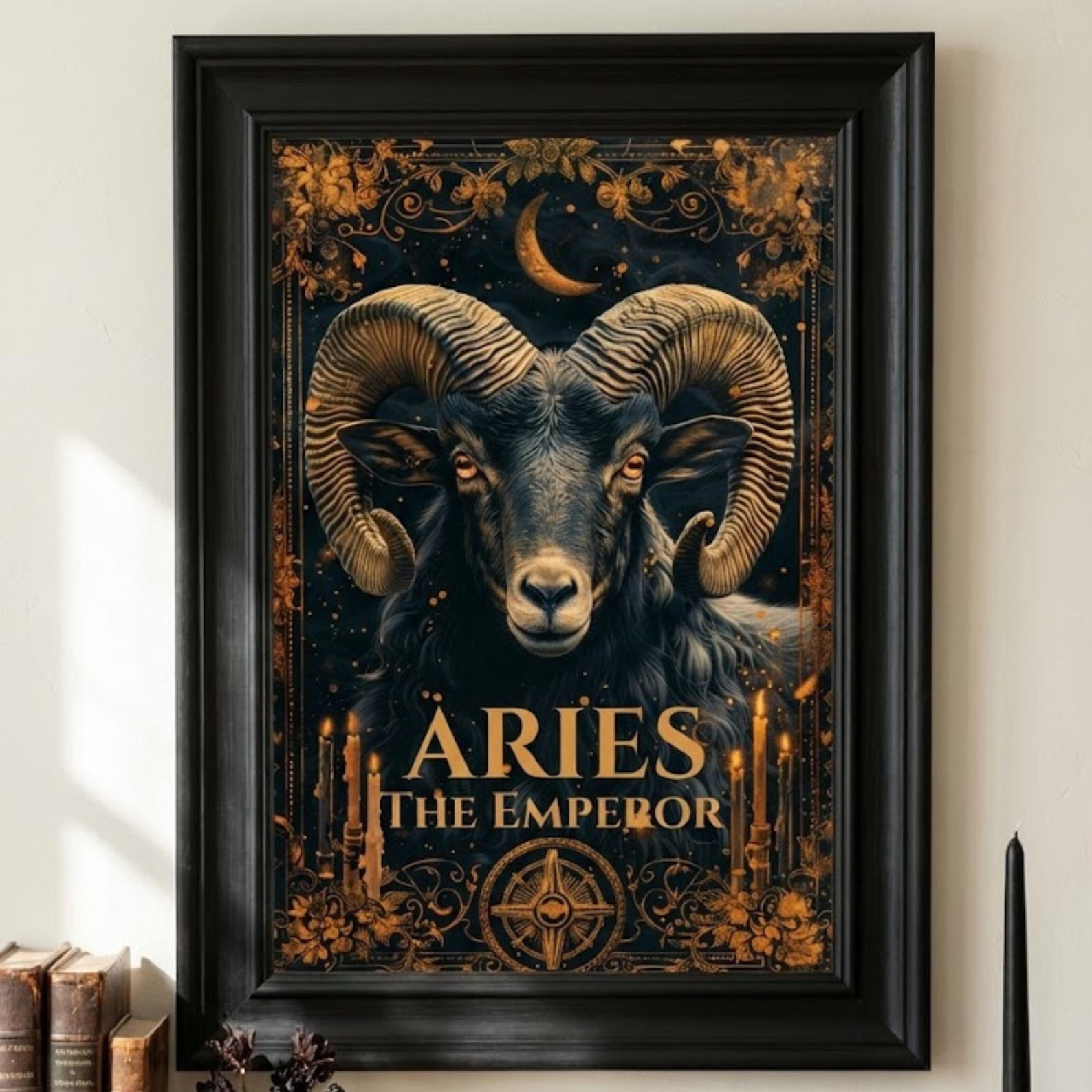 The Emperor Tarot Print, Aries Zodiac Art. Gothic Home Decor & Dark ...
