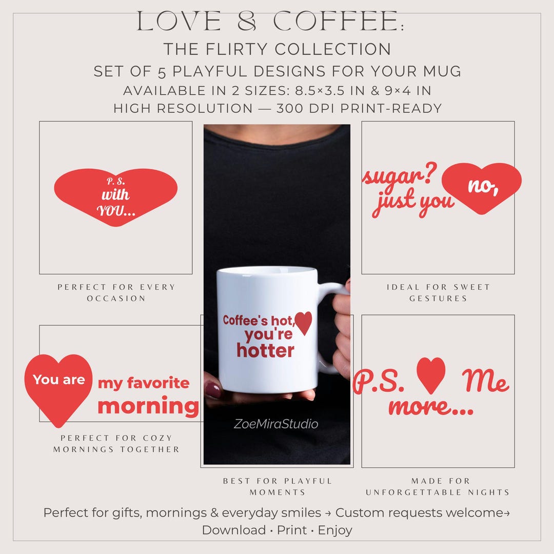 Flirty Love Quotes Mug Design: PNG Bundle, Digital Download ,11oz 15 Oz ...