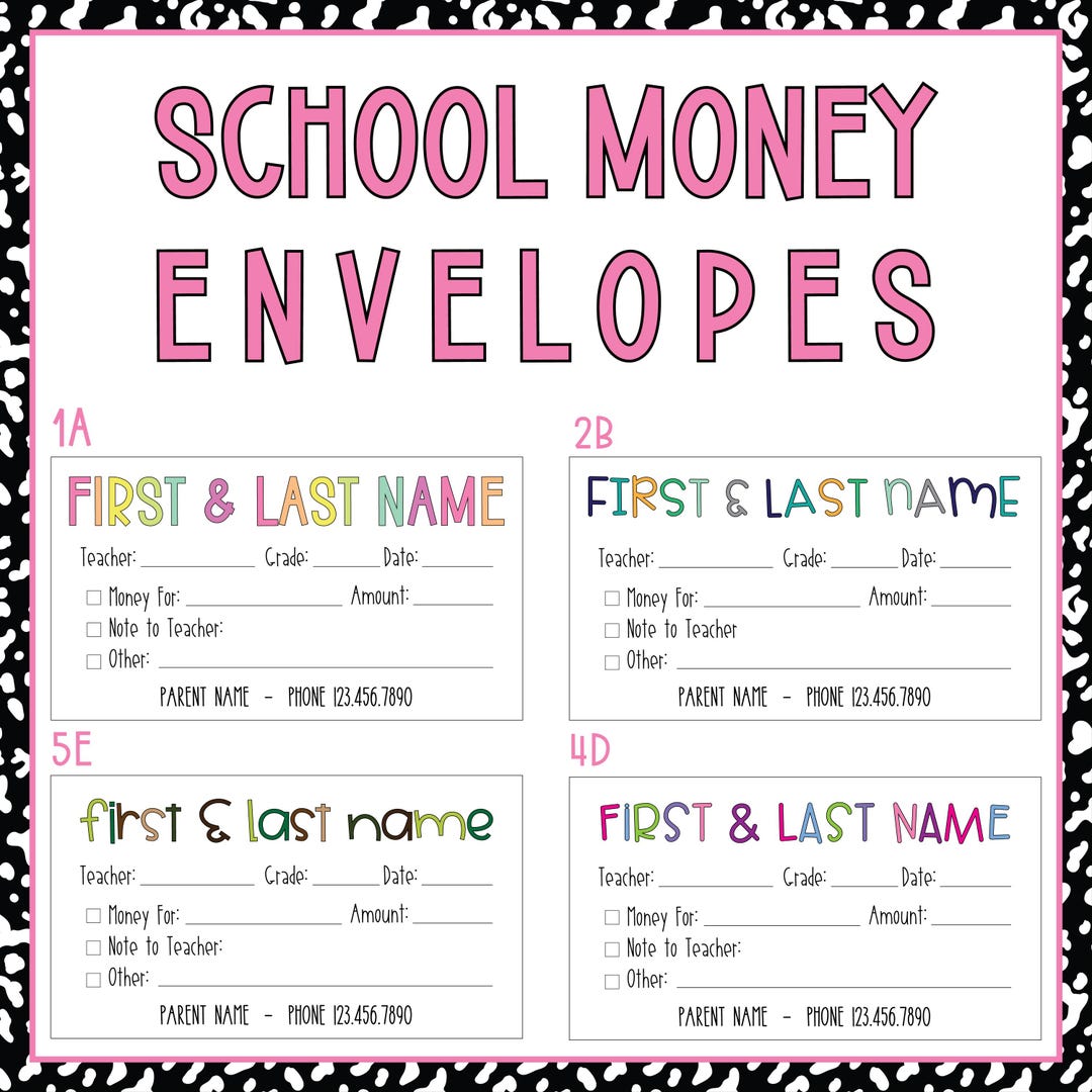School Money Envelopes, Set of 10 - Etsy