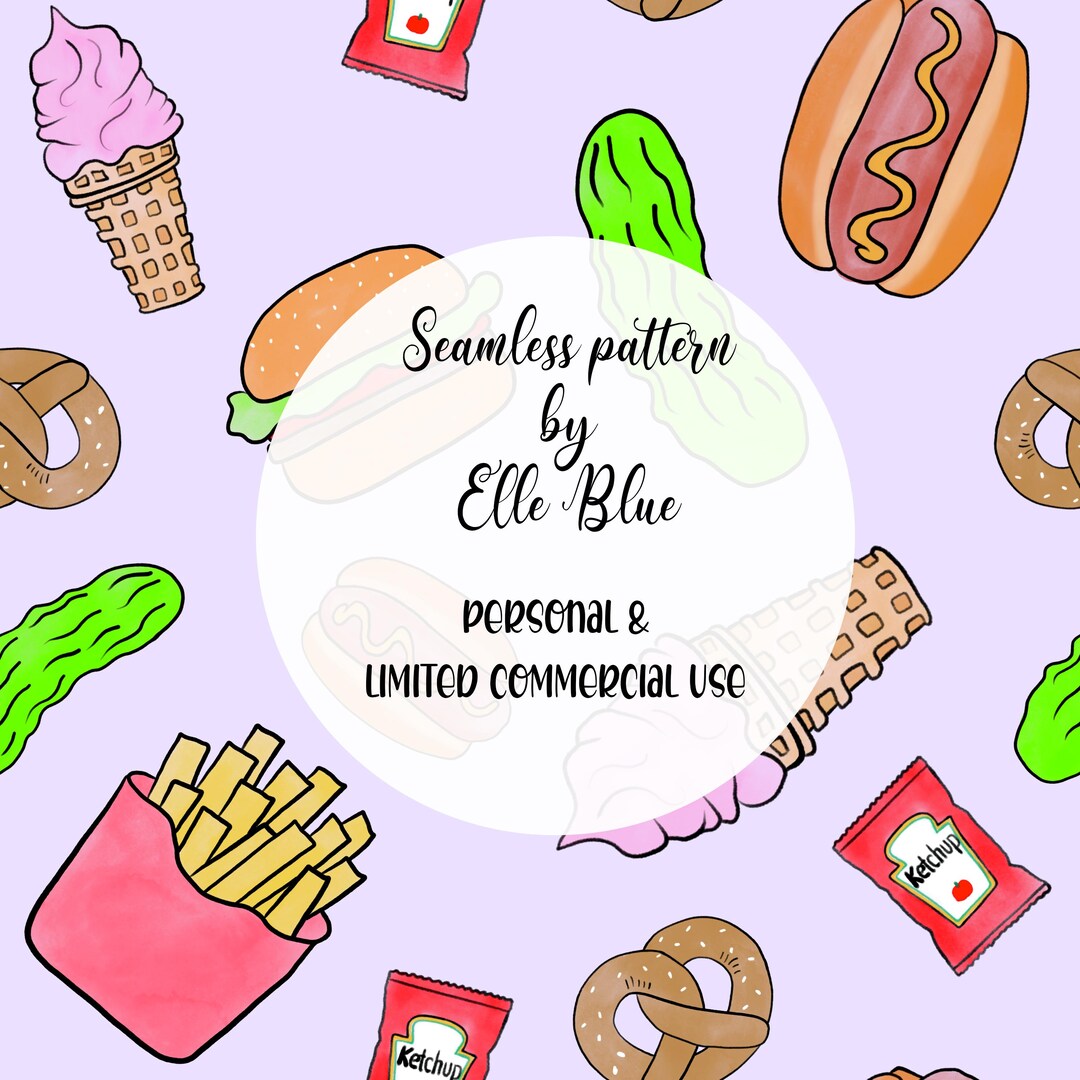 Digital Seamless Pattern Summer Foods Pattern Boardwalk Carnival Vibes ...