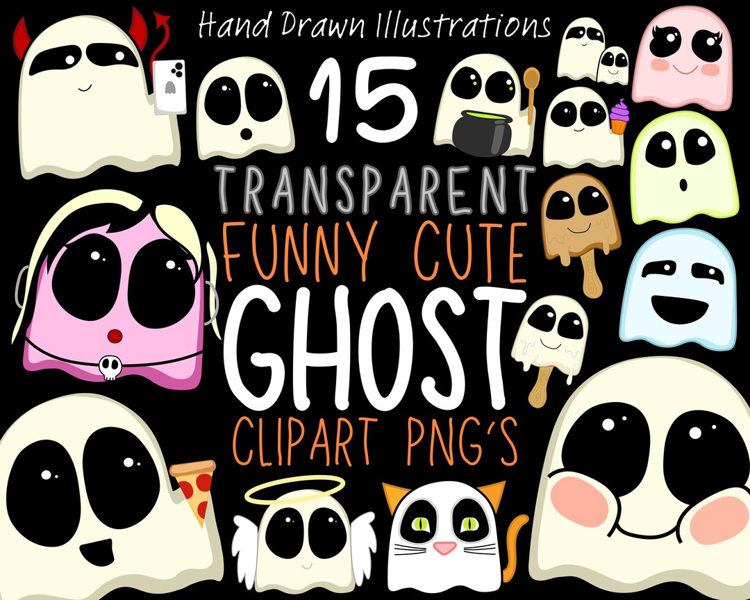 15 Ghost Pngs, Svgs & Sticker Sheet PDF | Hand-drawn Cute Funny ...