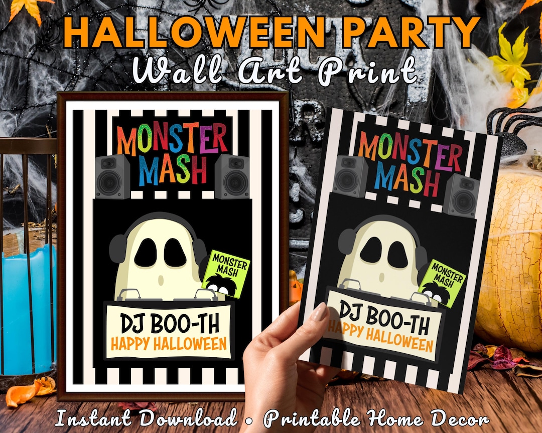 Monster Mash DJ Booth Wall Art Sign: Hand-drawn Halloween Party ...