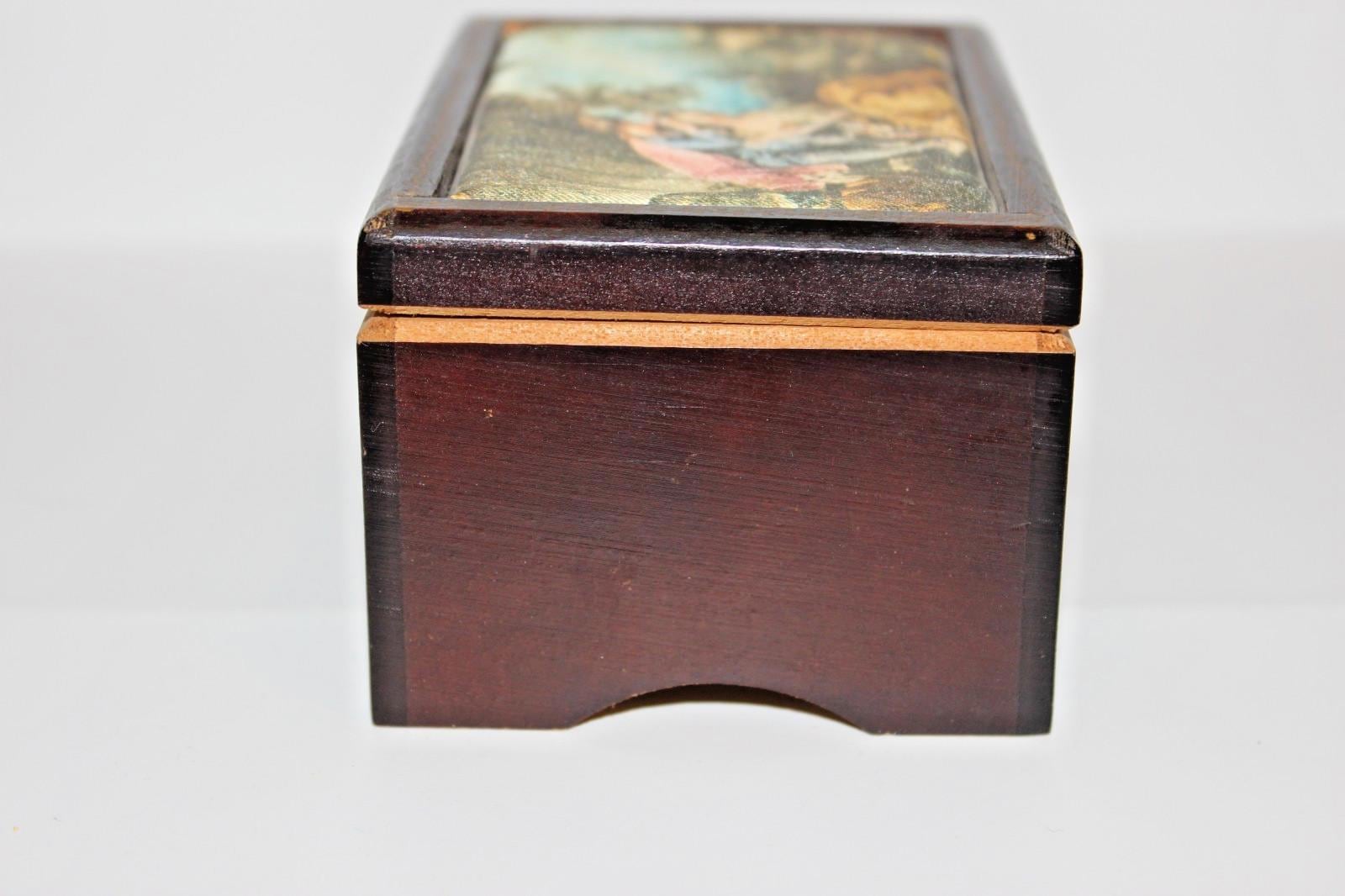 Vintage Linden Japan Music Box Boucher Spring Love Story Wood Jewelry ...