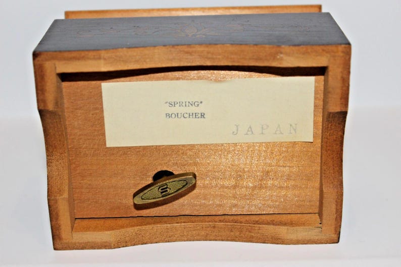 Vintage Linden Japan Music Box Boucher Spring Love Story Wood Jewelry ...