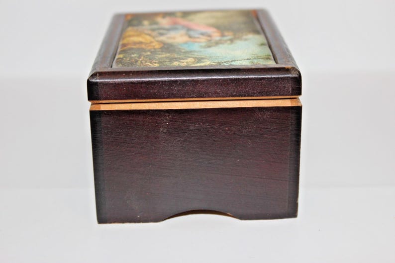Vintage Linden Japan Music Box Boucher Spring Love Story Wood Jewelry ...