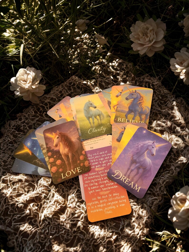 Unicorn Oracle Card Deck: Vibrant Fantasy Art, Spiritual Guidance - Etsy