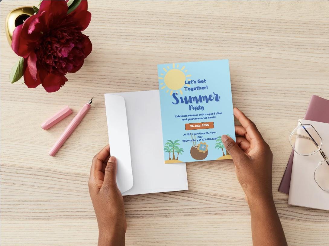 Custom Summer Celebration Invitation-5x7 Printable - Etsy