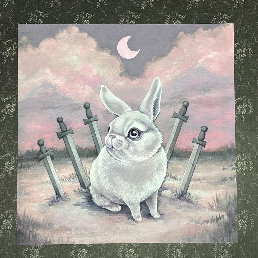 5 of Swords - 8x8" Spooky Bunny Tarot Fine Art Print - Etsy