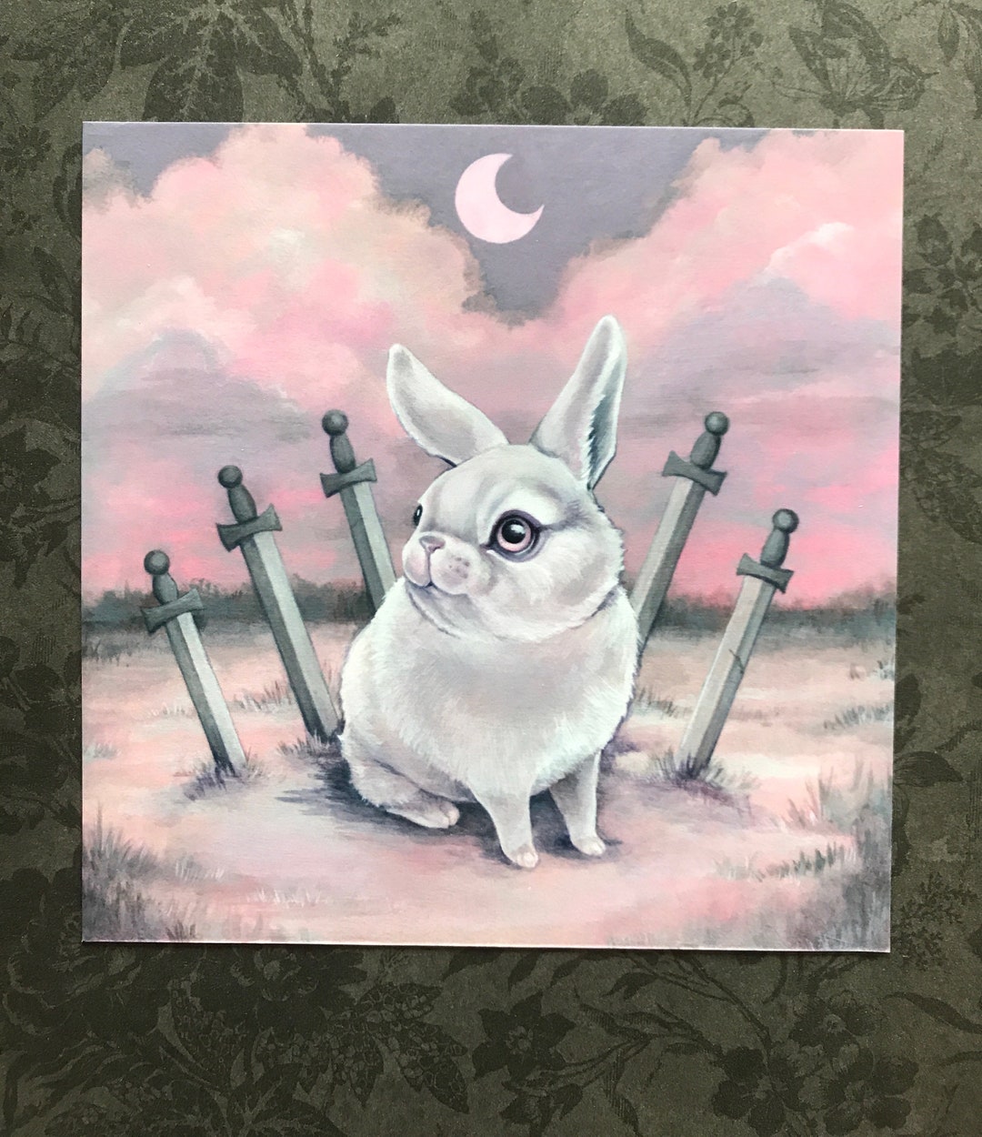 5 of Swords - 5x5 Bunny Print - Fine Art Print - Etsy