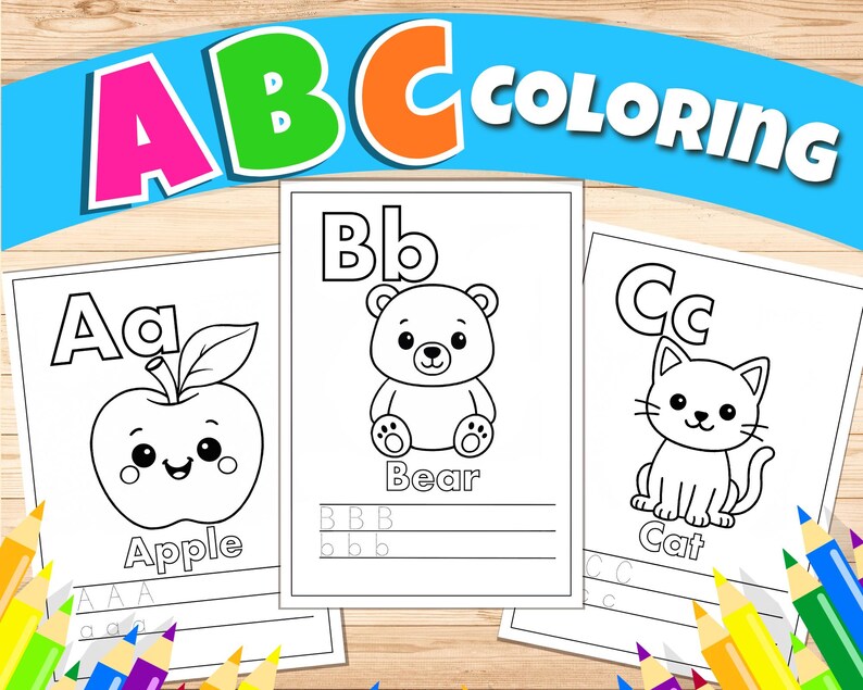 ABC Coloring and Tracing Worksheets: Kids Alphabet Learning (PDF ...