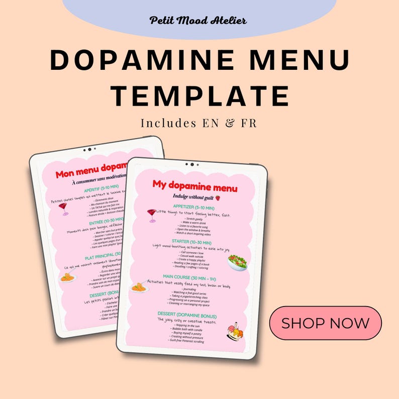 Dopamine Menu Canva Template – Self-care Printable for Mental Wellness ...