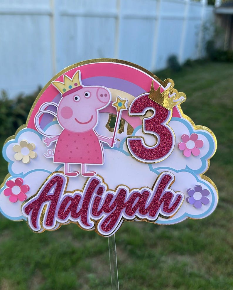 Princess Pig Fairy Cake Topper – Personalized Birthday Number & Name - Etsy
