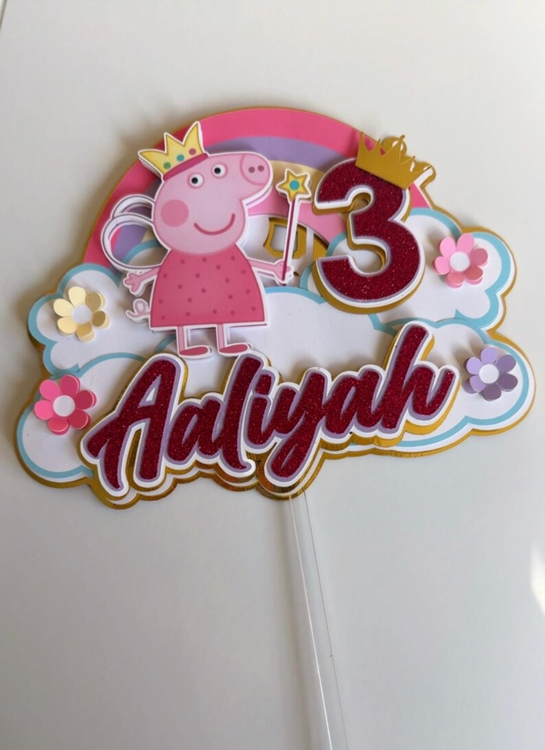 Princess Pig Fairy Cake Topper – Personalized Birthday Number & Name - Etsy