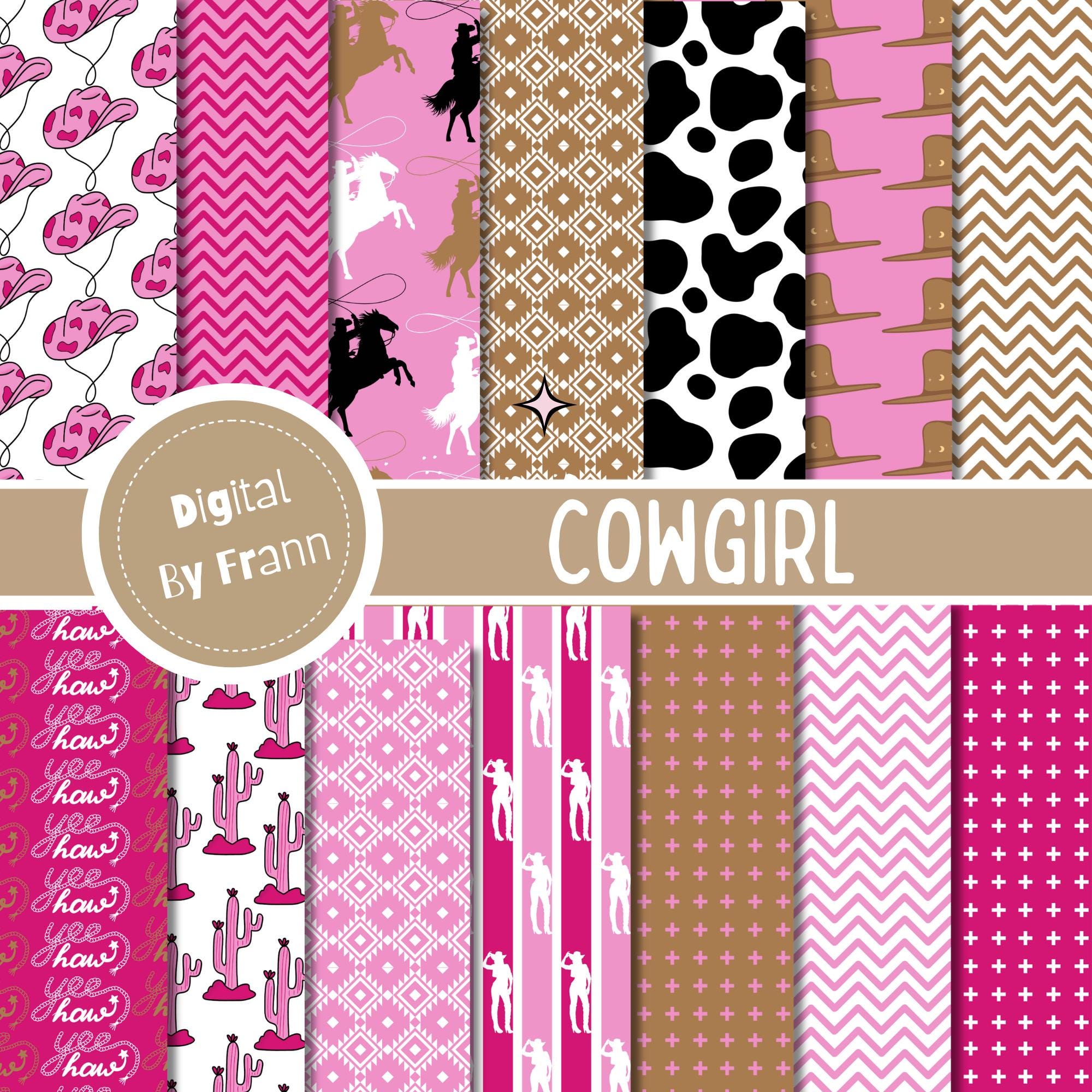 COWGIRL Digital Paper, ZIPFILE, Downloadable, Cowgirl Scrapbooking - Etsy