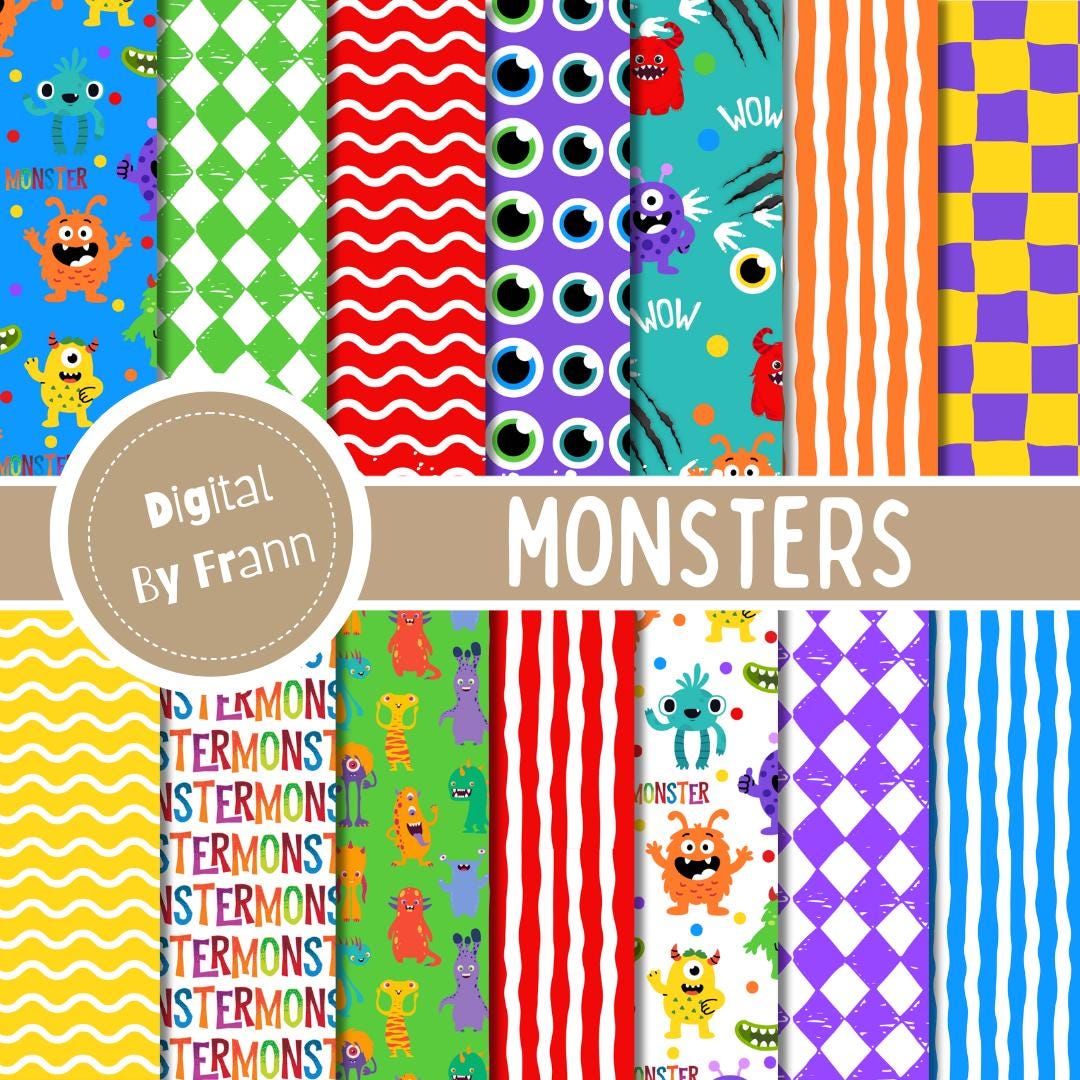 MONSTER Digital Paper, Downloadable, ZIPFILE, MONSTER Scrapbooking - Etsy