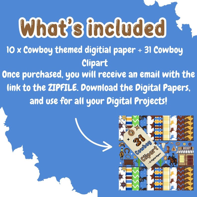 COWBOY Digital Paper, Downloadable, ZIPFILE, Cowboy Clipart - Etsy