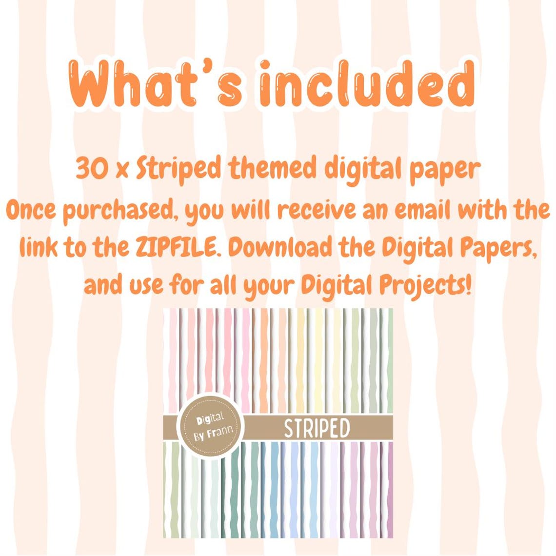 STRIPED Digital Paper, Downloadable, ZIPFILE, STRIPED Scrapbooking - Etsy