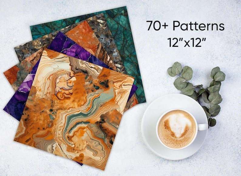 Over 70 Mineral, Crystal, Fossil Clipart 12x12 Repeating Patterns for ...