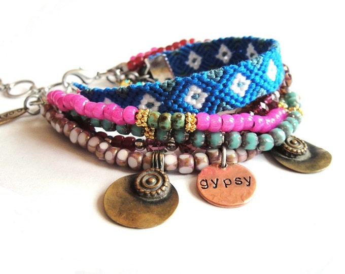 Bohemian Hippie Bracelet Gypsy Style With Friendship Bracelet - Etsy