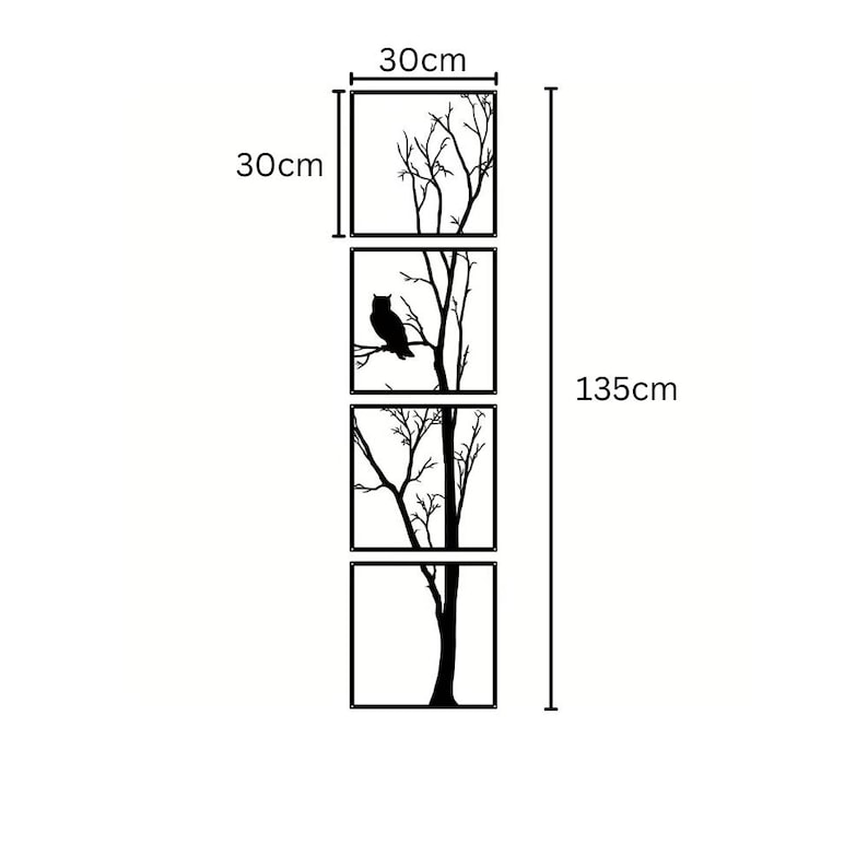 Metal Owl Tree Wall Art – 4 Panel Boho Silhouette Decor - Etsy