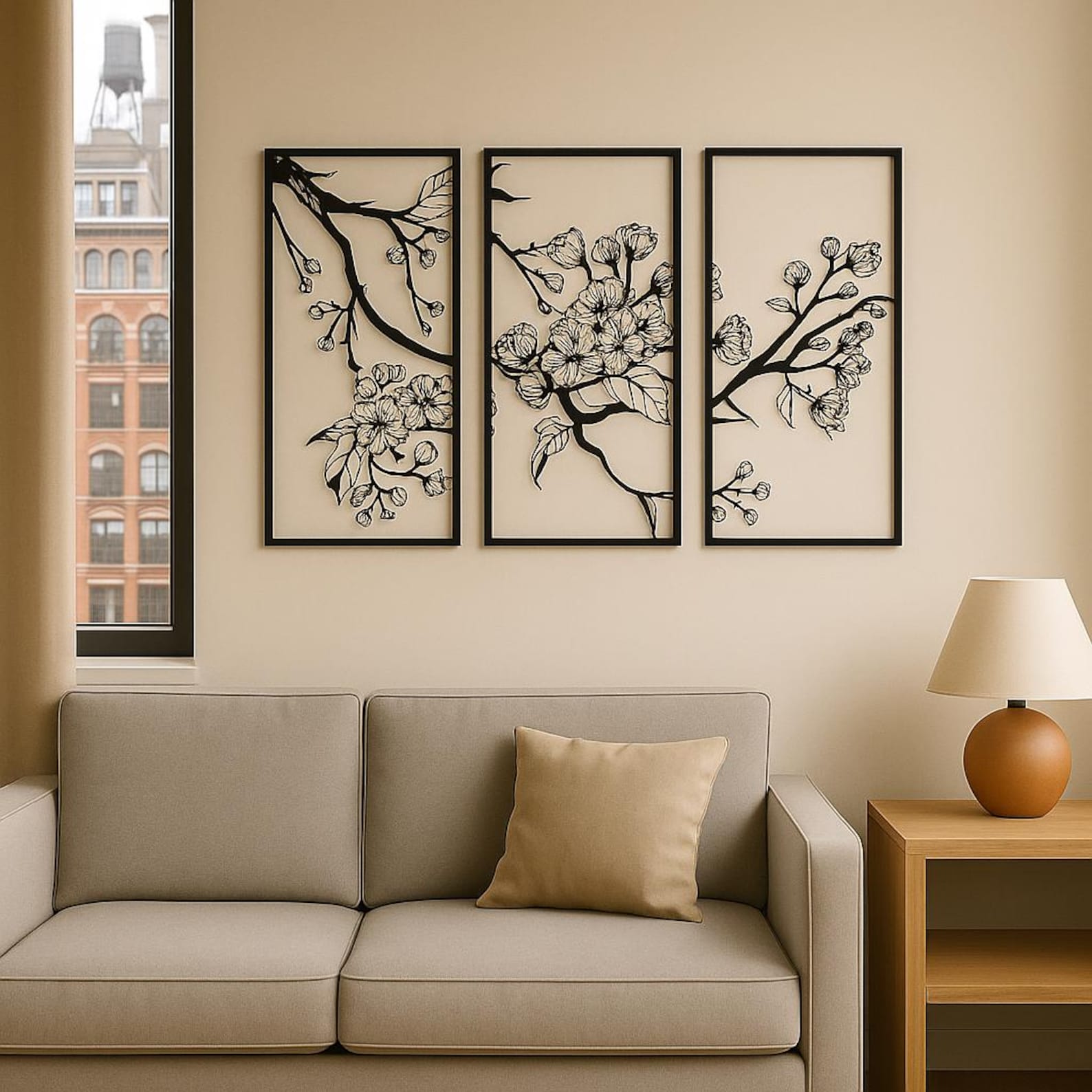 Black Metal Cherry Blossom Wall Art - Modern Minimalist 3-piece Set - Etsy