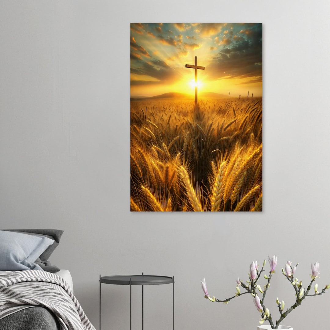 Rugged Cross in a Wheat Field - Etsy