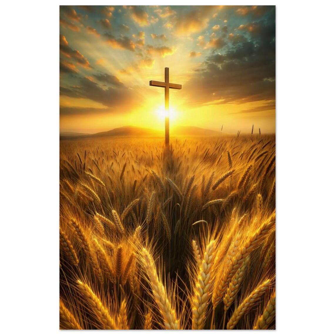 Rugged Cross in a Wheat Field - Etsy