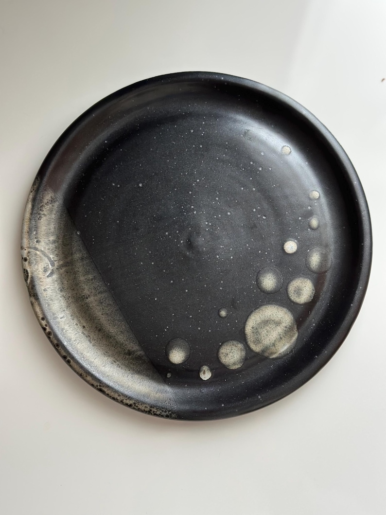 Handmade Black Ceramic Plate | Modern Stoneware Dish - Etsy