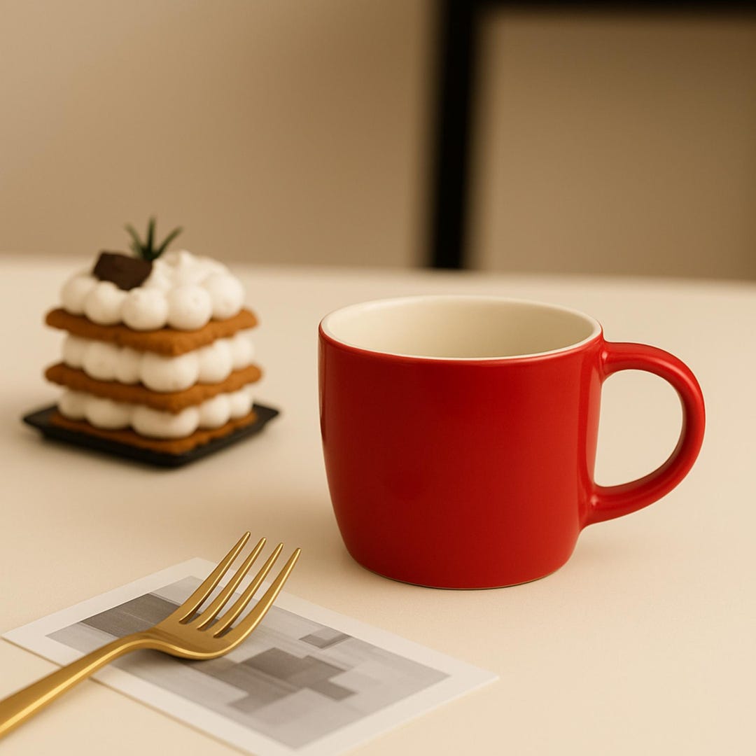 Red Coffee Mugs Set of 6, 16 Oz Coffee Mug Sets, Modern Ceramic Coffee ...