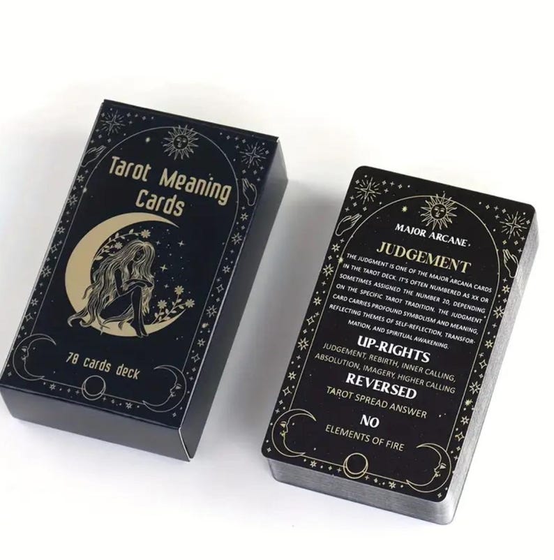 78-card Tarot Deck | Black & Gold Mystical Meaning Cards - Etsy