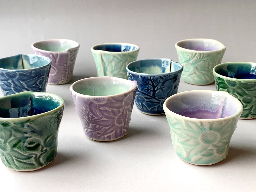 Colourful Shot Cups - or Espresso Cups in Flannel Flower Design - Etsy ...