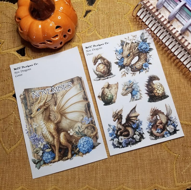 November Dragons for Happy Planner & Plum Paper - Etsy