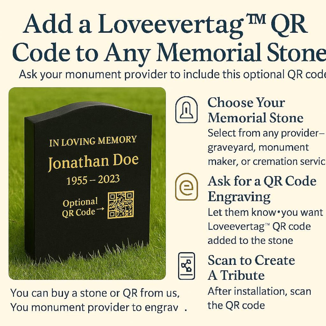 Personalized Granite Memorial Stone With QR Code: Digital Obituary ...