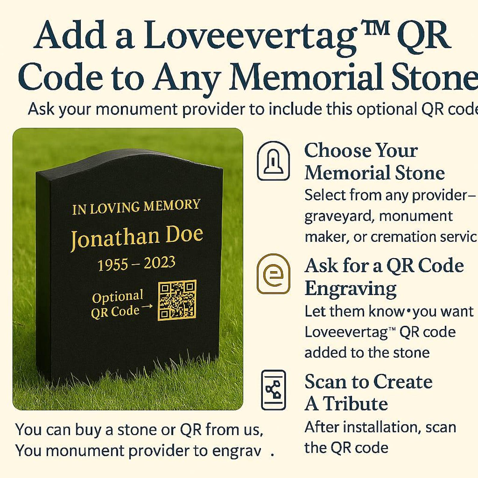 Personalized Granite Memorial Stone With QR Code: Digital Obituary ...