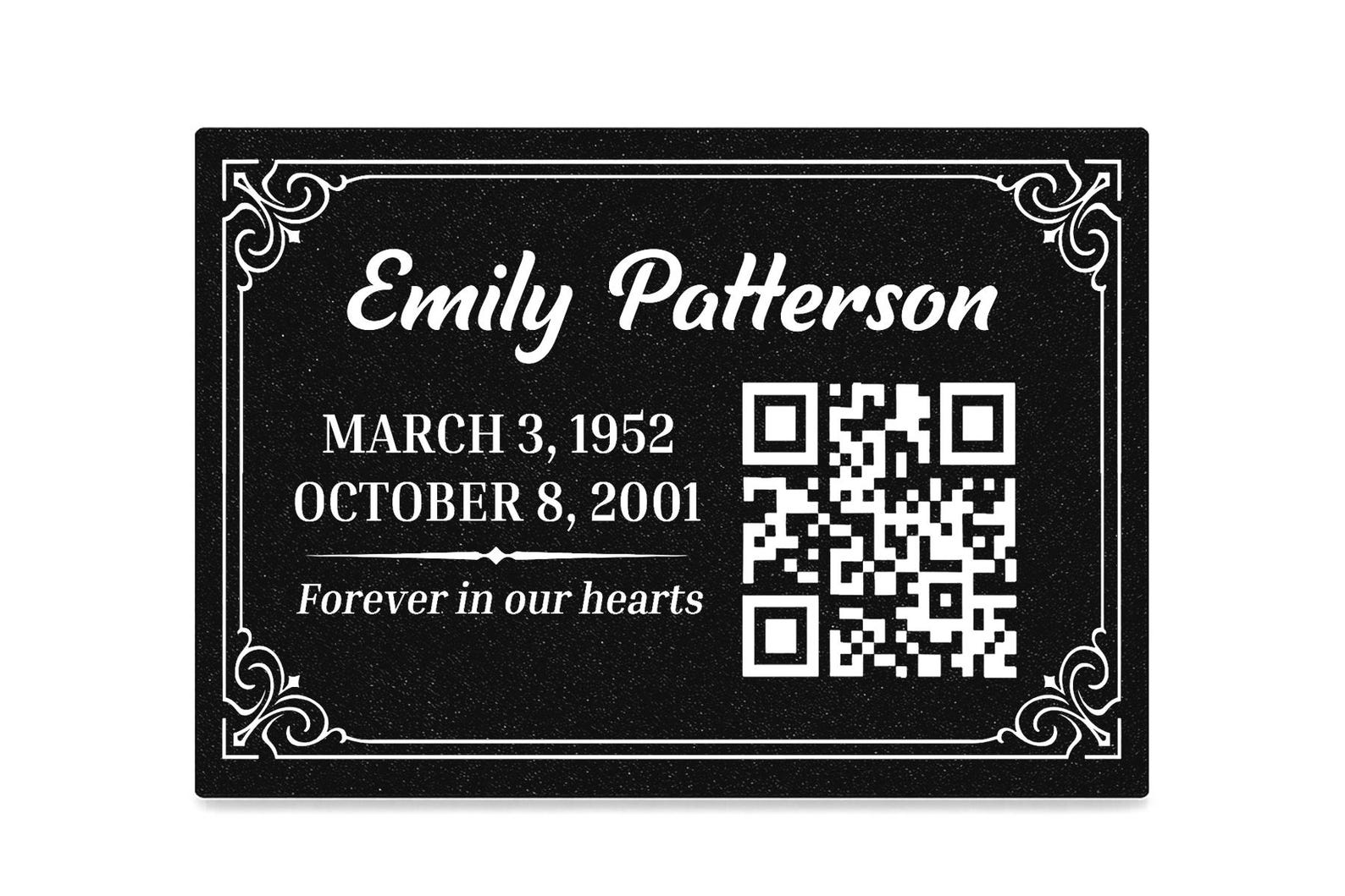 Personalized Granite Memorial Stone With QR Code: Digital Obituary ...
