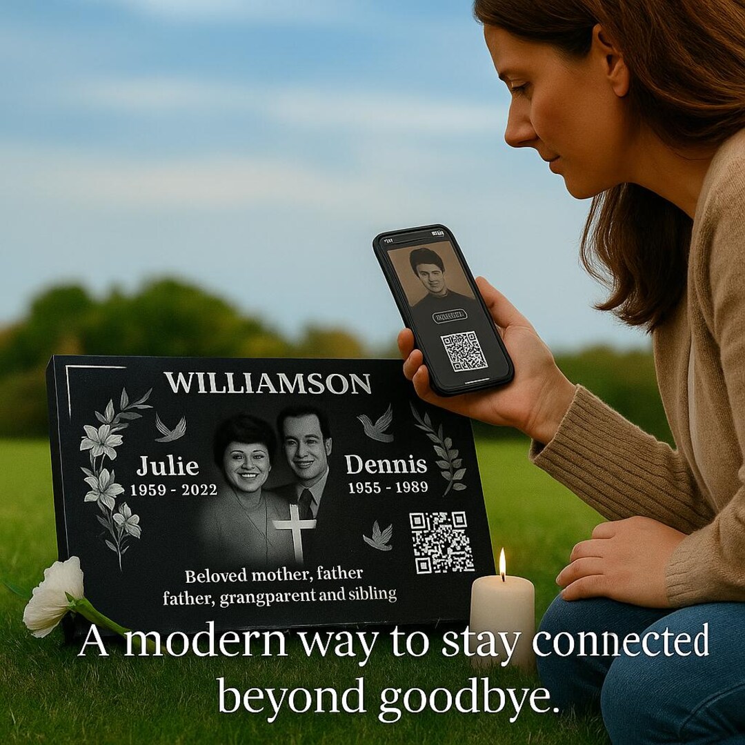 Granite Memorial Stone With QR Code: Digital Tribute Grave Marker for ...