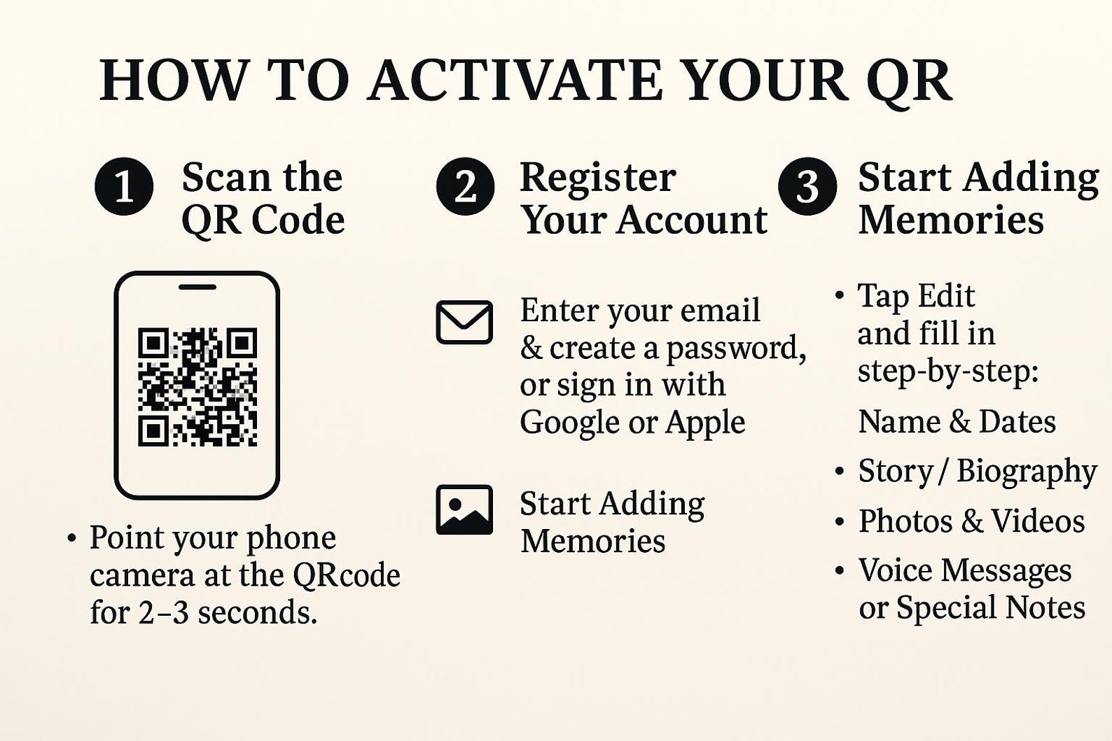 Personalized Granite Memorial Stone With QR Code: Digital Obituary ...