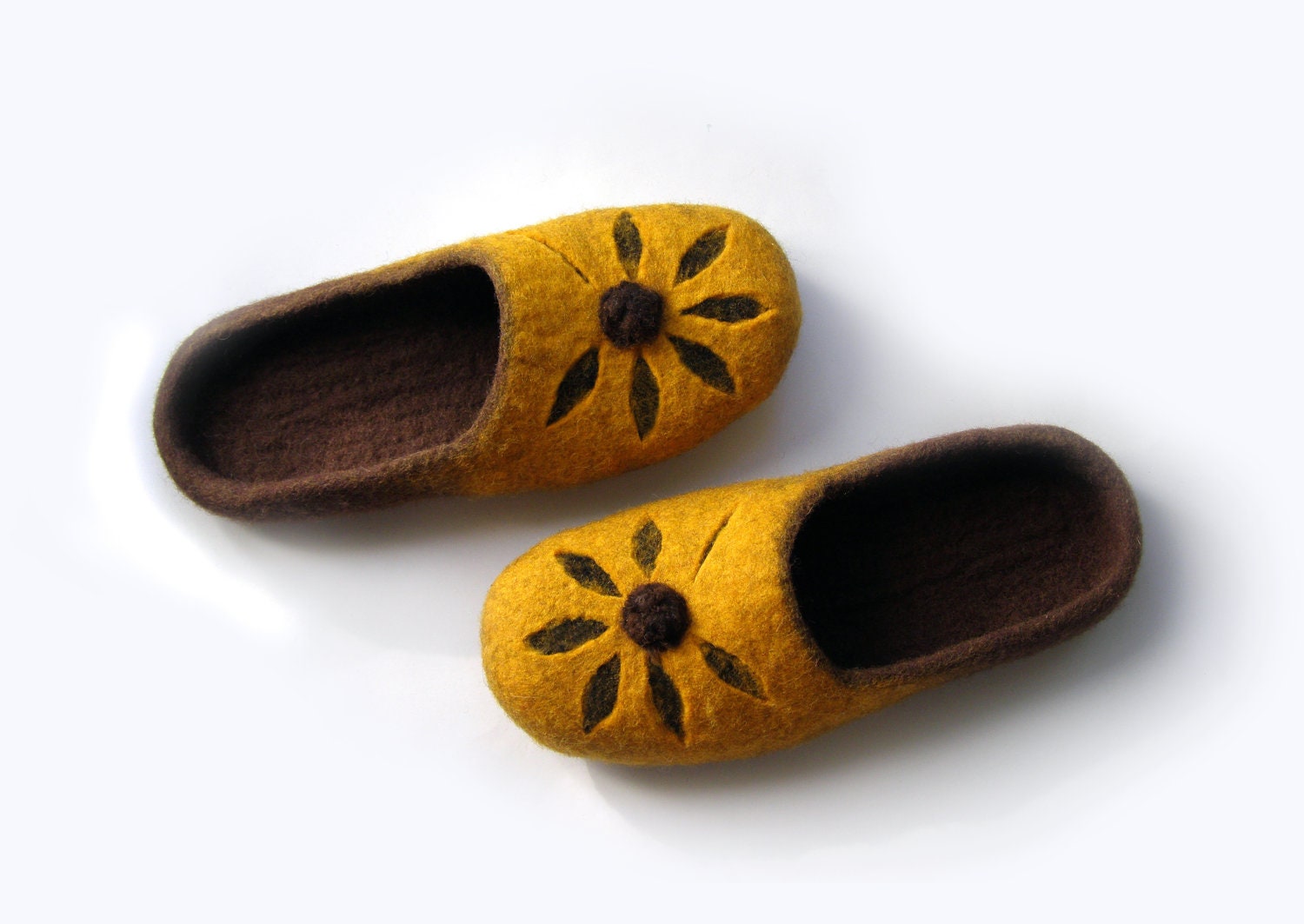 Women Felted Wool Slippers Flower Handmade Wool Clogs Etsy