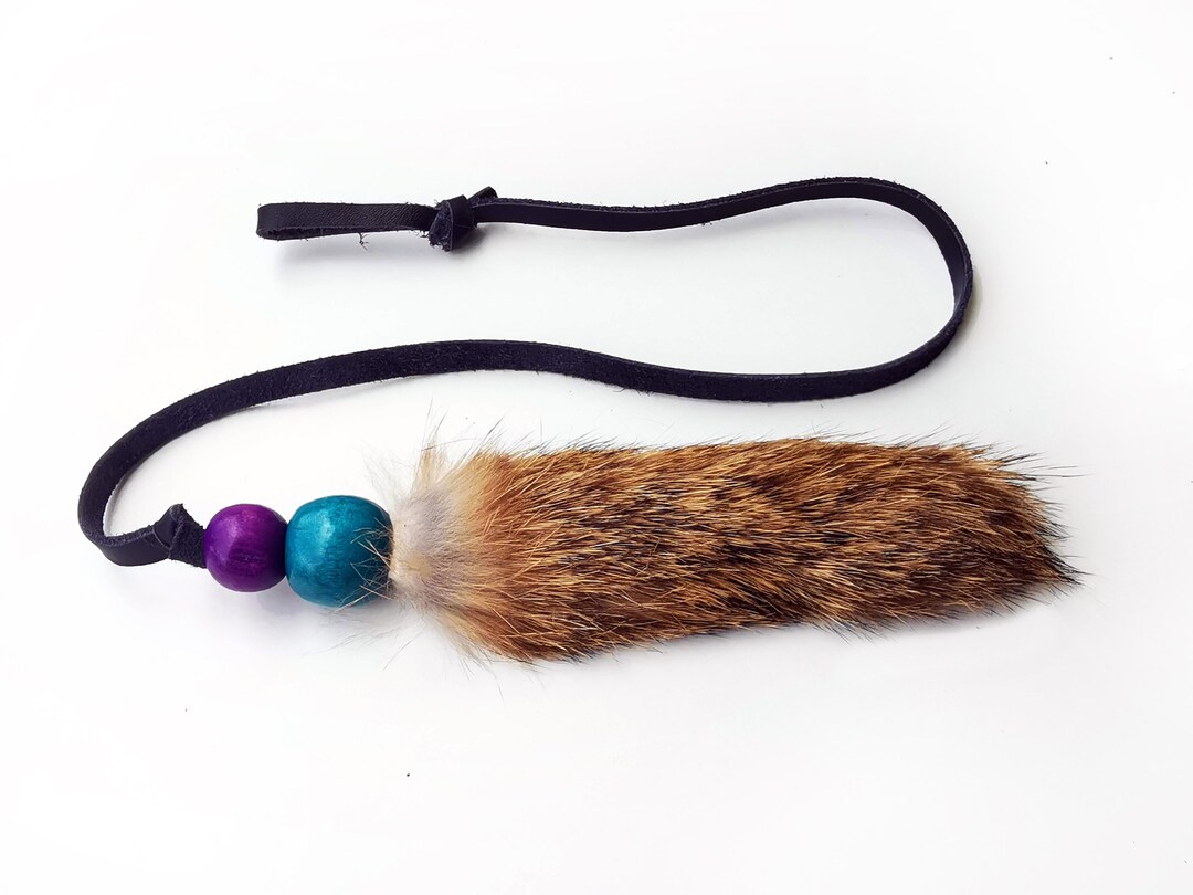 Modern Fidget Cat Toy With Rabbit Fur Tail, Natural Organic Interactive ...