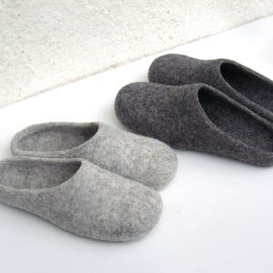 Family Slippers Set 2 Pairs of Natural Felted Wool Grey House Shoes - Etsy