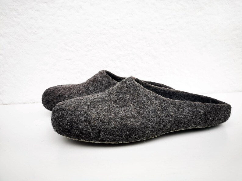 Family Slippers Set 2 Pairs of Natural Felted Wool Grey House Shoes - Etsy