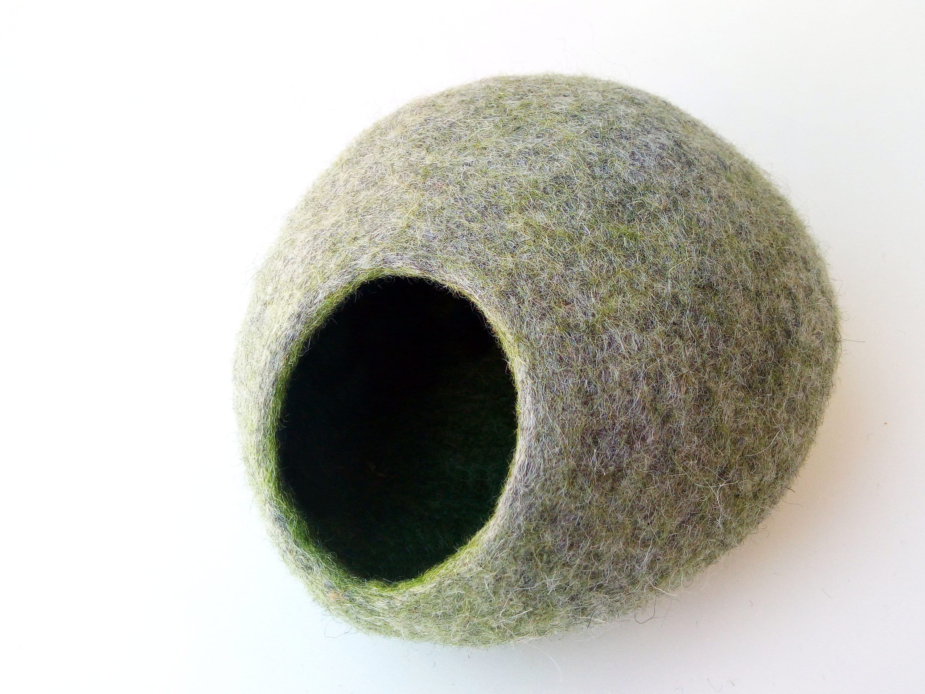 Modern Cat Cave Bed From Natural Wool, Felt Cat House Cocoon Bubble ...