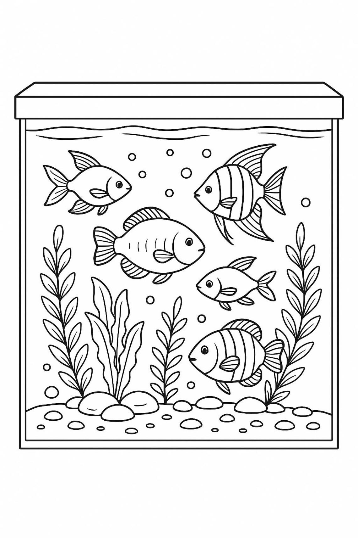 Printable Fish Tank Coloring Pages | Digital Download Aquarium Coloring ...