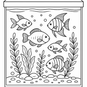 Printable Fish Tank Coloring Pages | Digital Download Aquarium Coloring ...