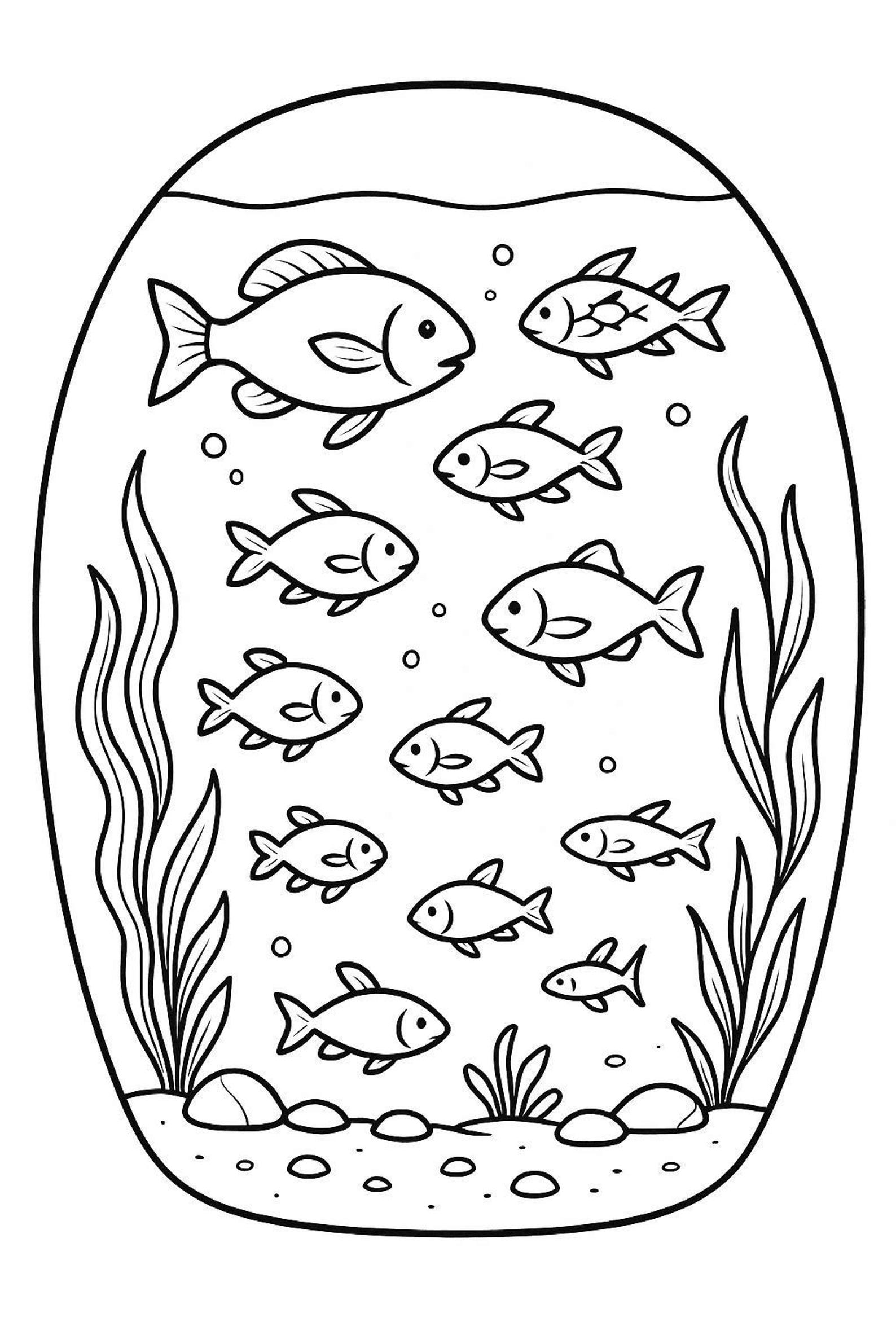 Printable Fish Tank Coloring Pages | Digital Download Aquarium Coloring ...
