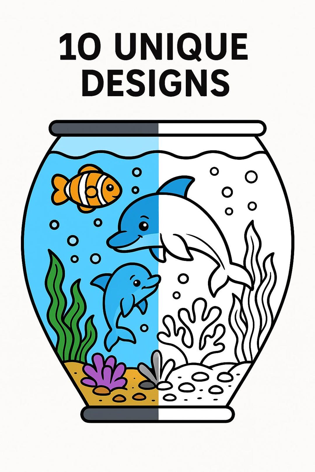 Printable Fish Tank Coloring Pages | Digital Download Aquarium Coloring ...