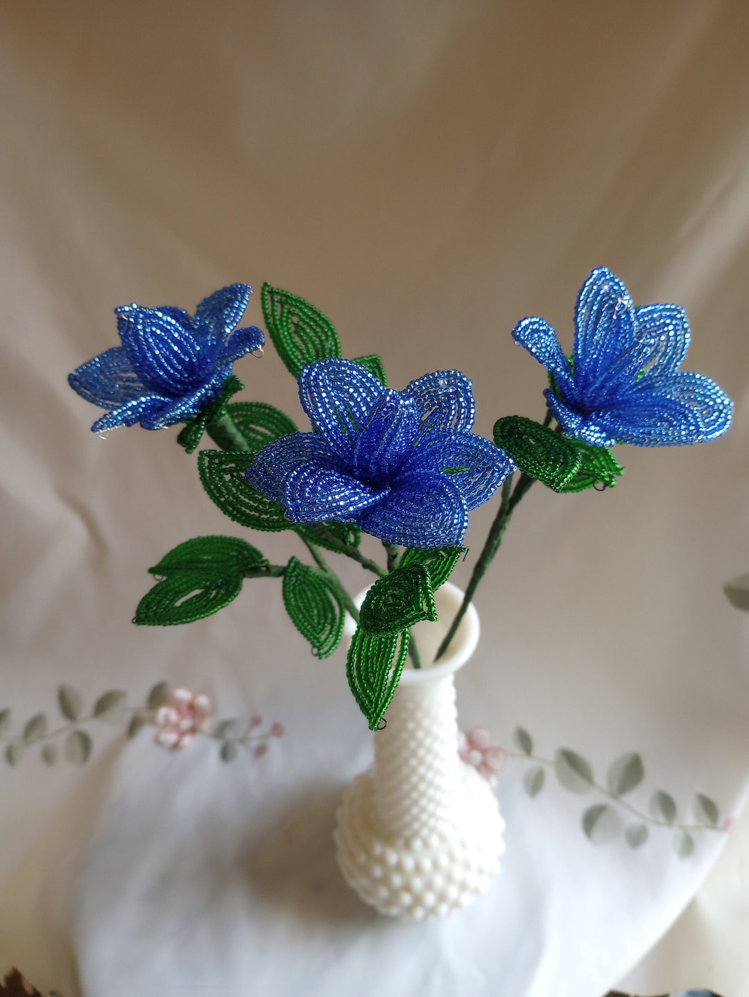 Beaded Flower Light Blue Tea Roses - Etsy