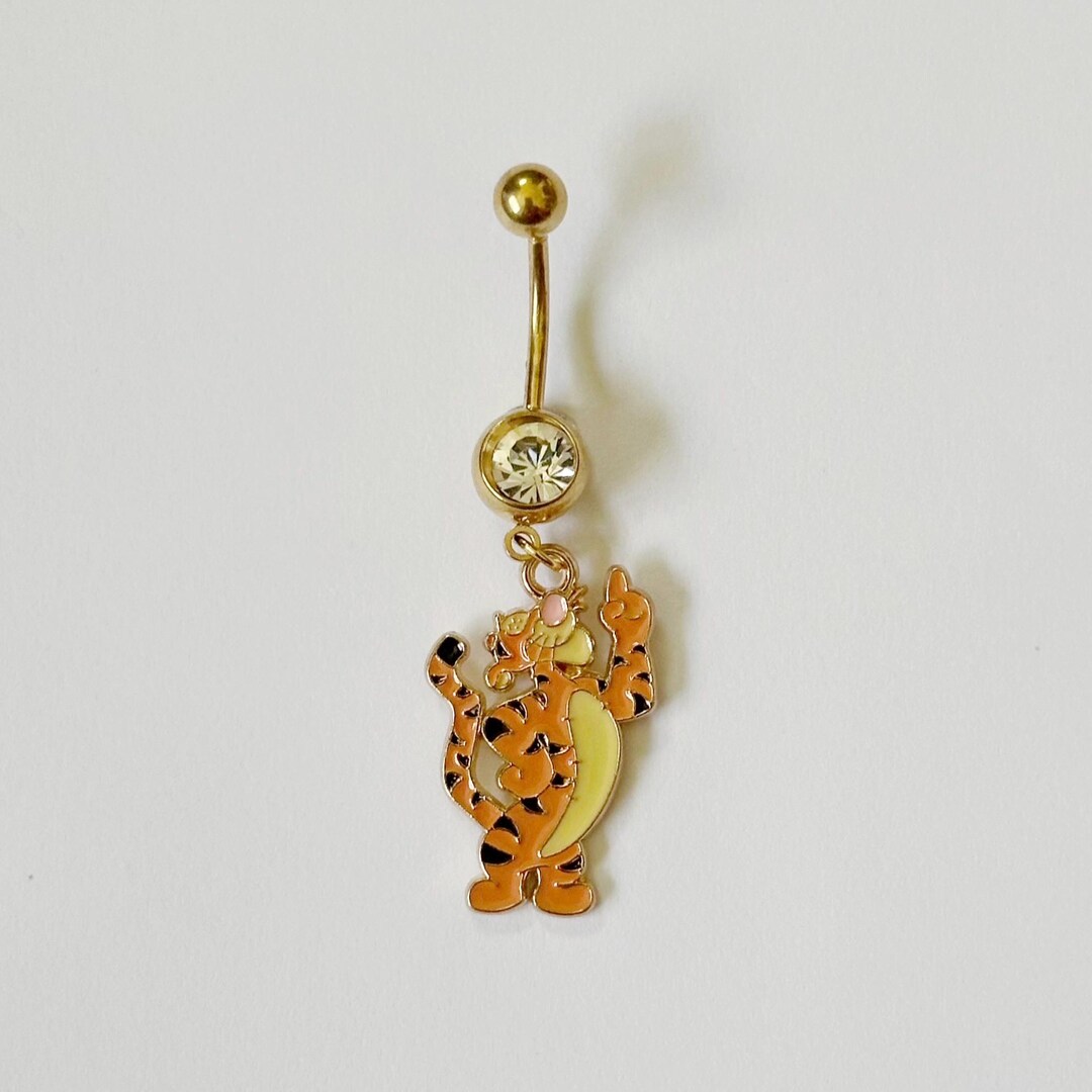 Tigger Belly Button Ring – Enamel Gold-tone Navel Ring, Winnie the Pooh ...
