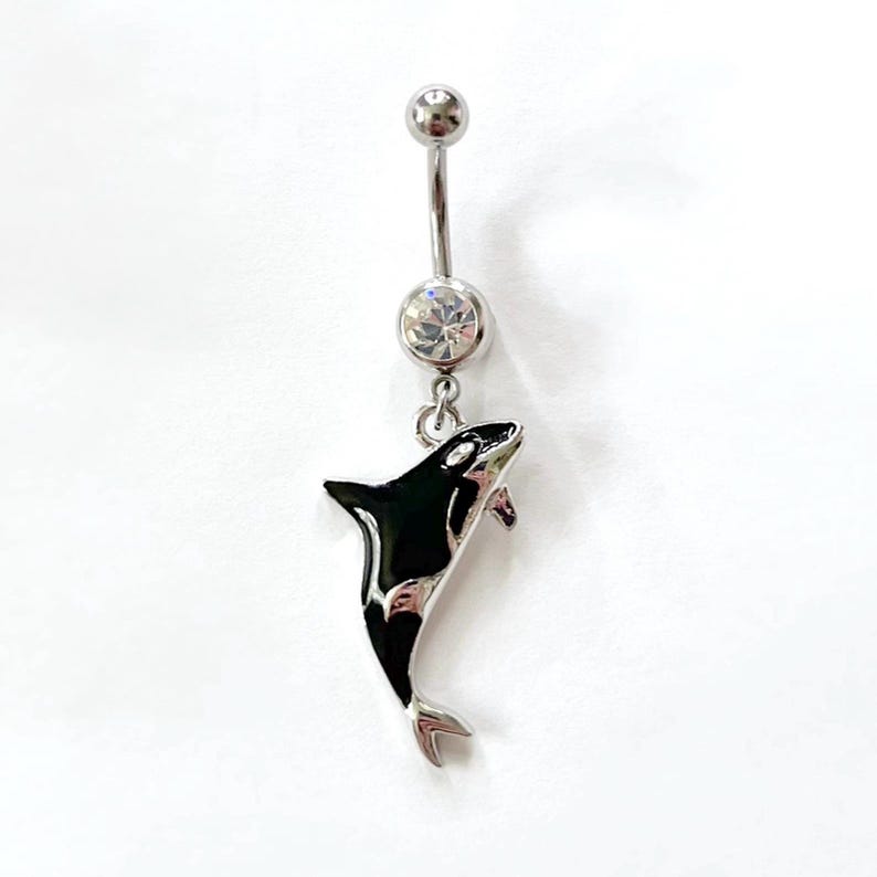 Orca Belly Button Ring – Killer Whale Dangle Navel Jewelry, Ocean ...
